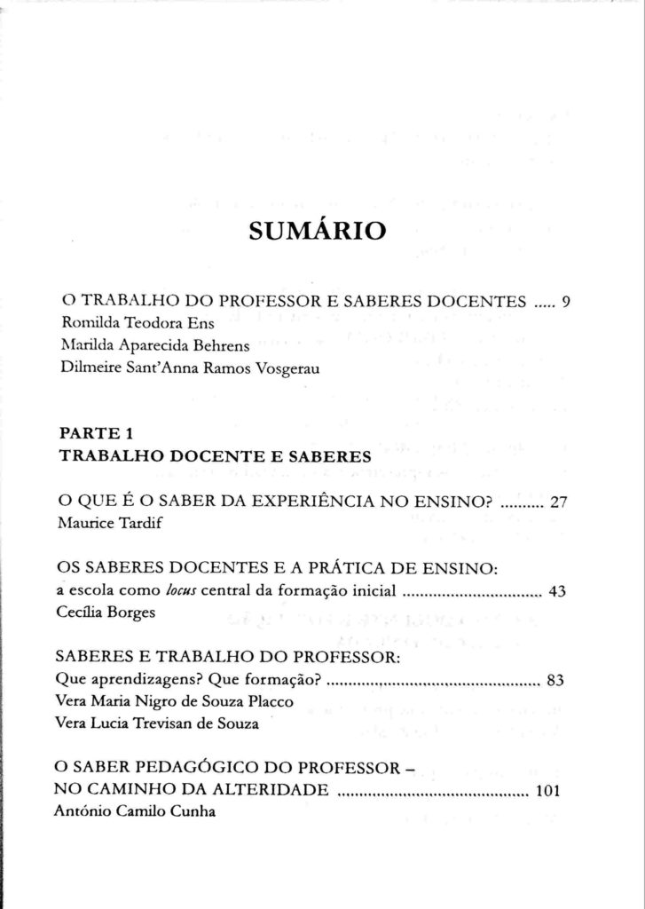 Trabalho do professor e saberes docentes